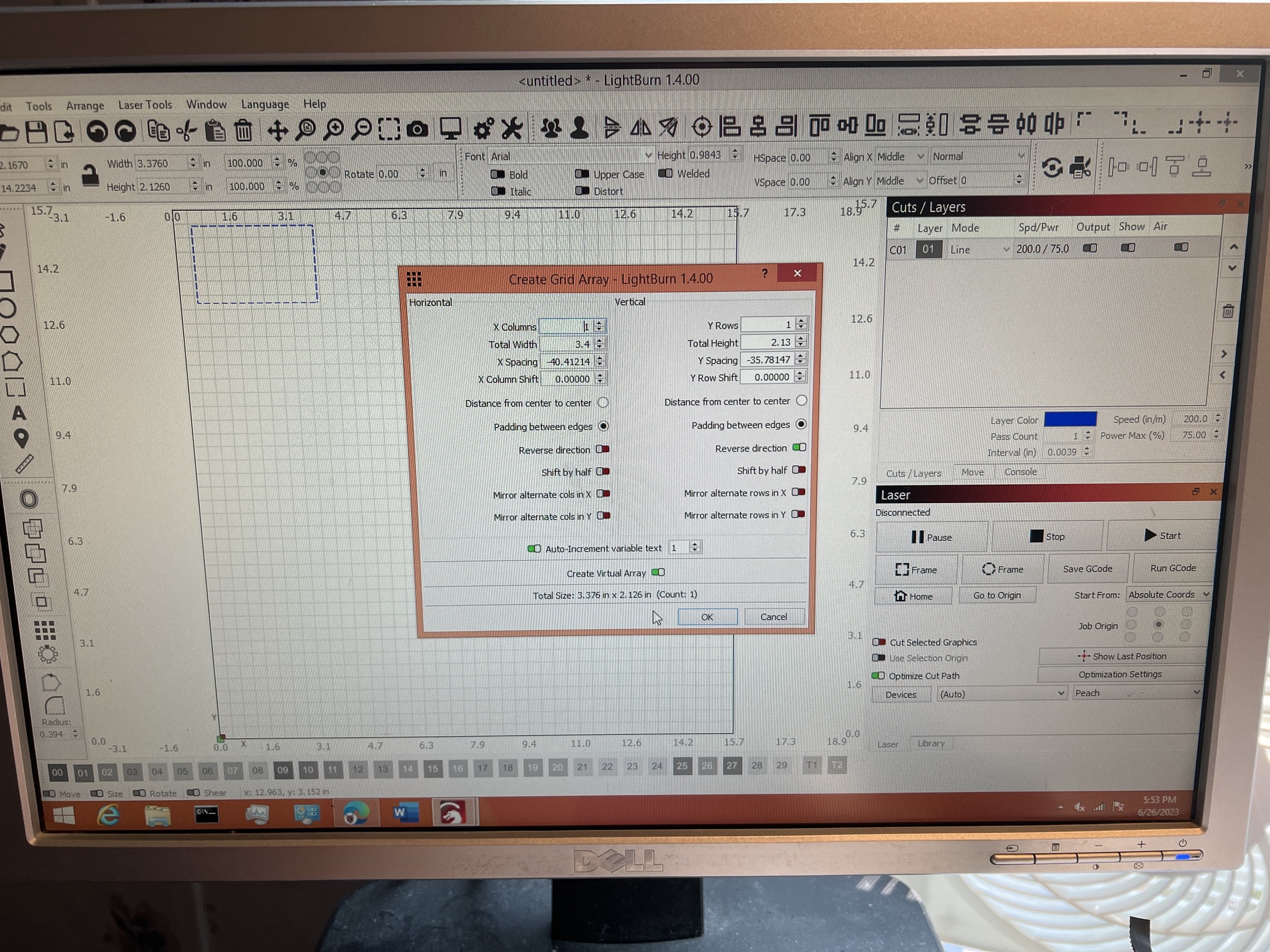 Array does not create rows or columns - LightBurn Software Questions - LightBurn Software Forum