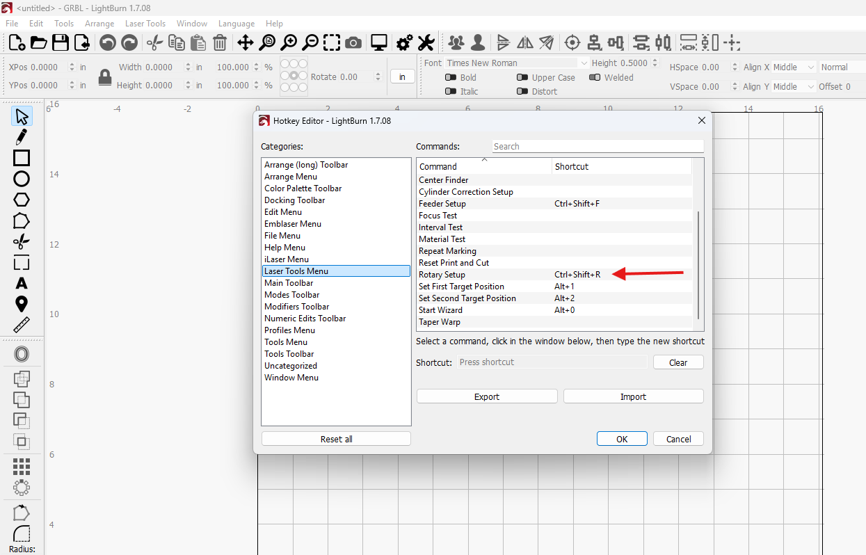Hotkey / Engraving with rotary - LightBurn Software Questions ...