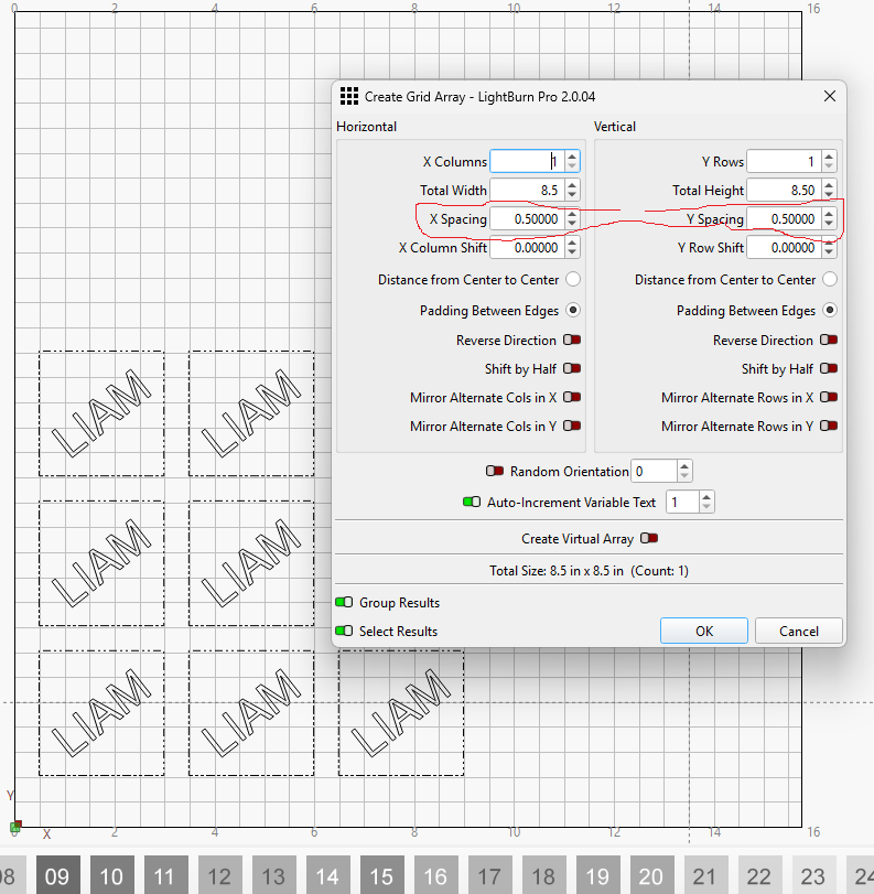 How to Edit the Grid Array Padding Dimension of Saved Project ...
