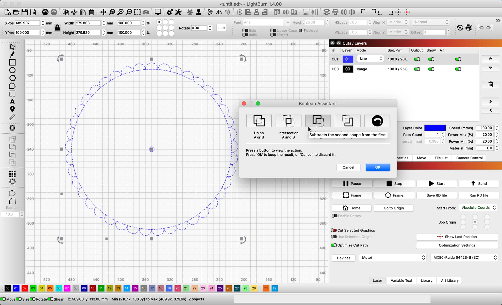How to scallop edge of circle all around - LightBurn Software Questions - LightBurn Software Forum