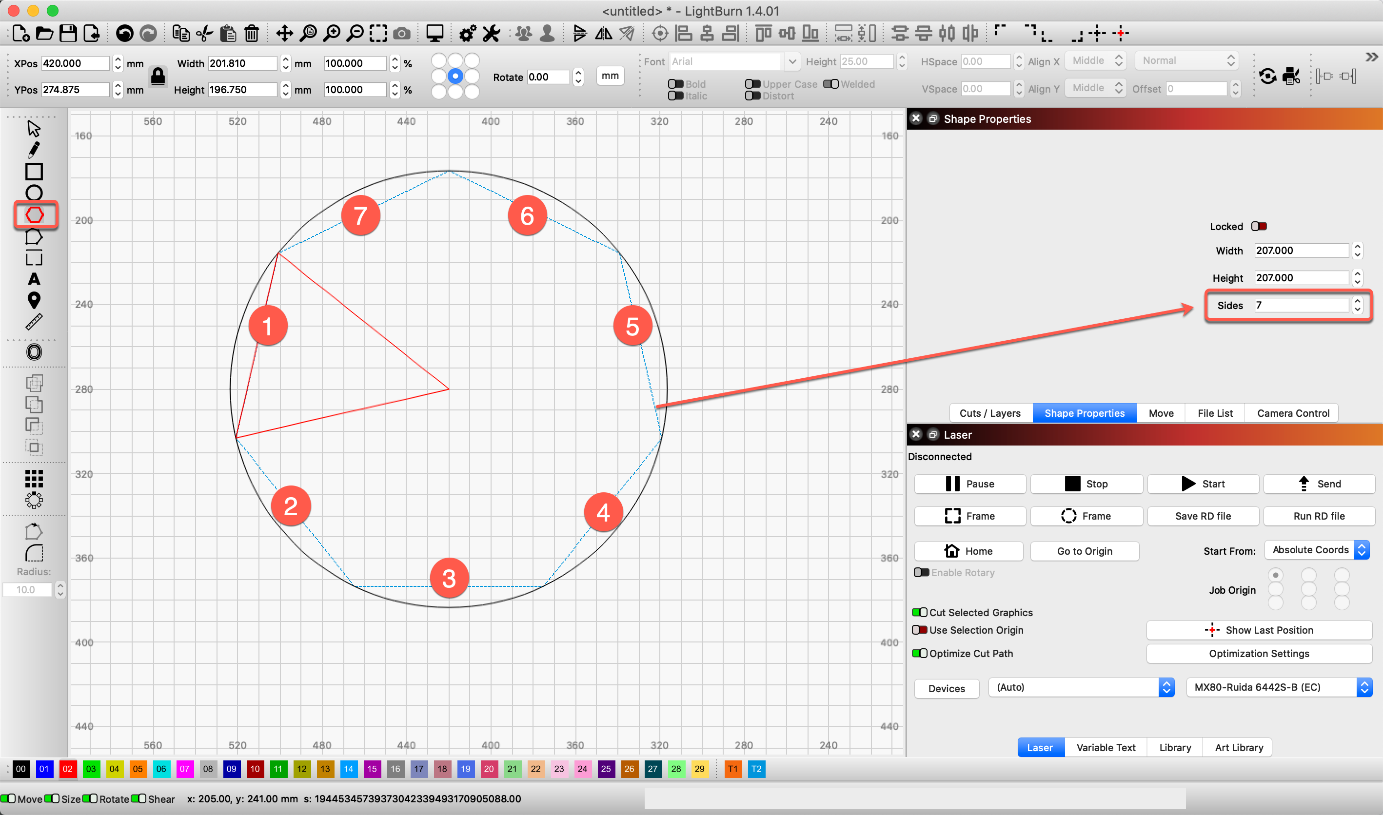 Dividing a circle into 7 equal parts - LightBurn Software Questions - LightBurn Software Forum