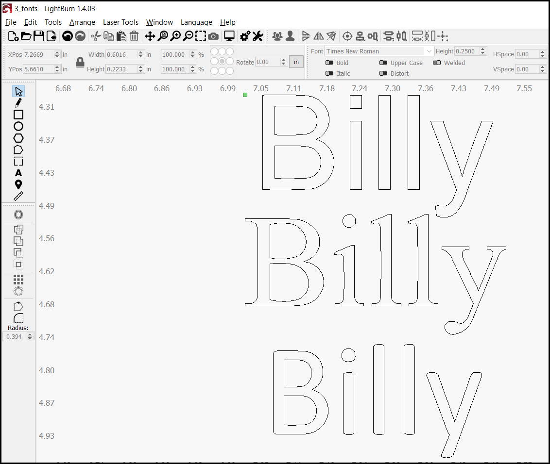 Changing word(s) between multiple fonts - LightBurn Software Questions ...