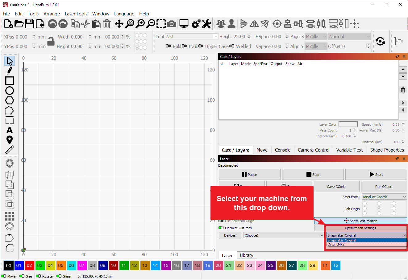 Adjusting Workspace Size LightBurn Software ions OFFICIAL 