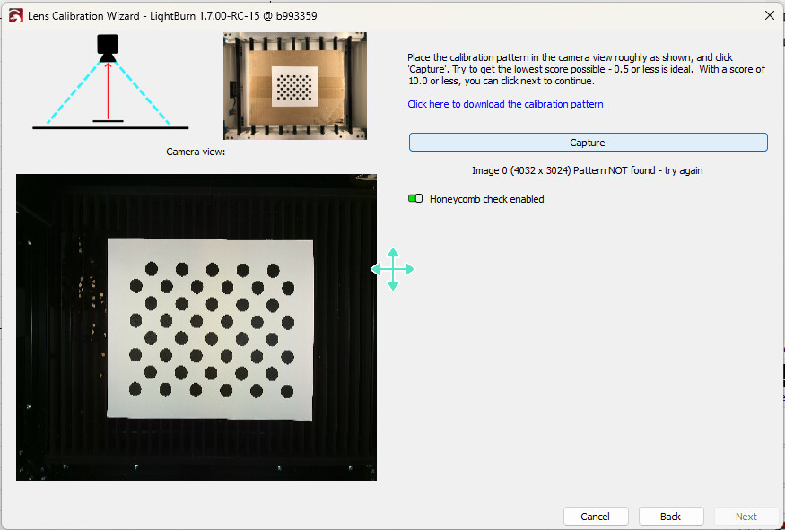 WeCreat camera - not able to get through calibration process with AprilTags or Circles ...