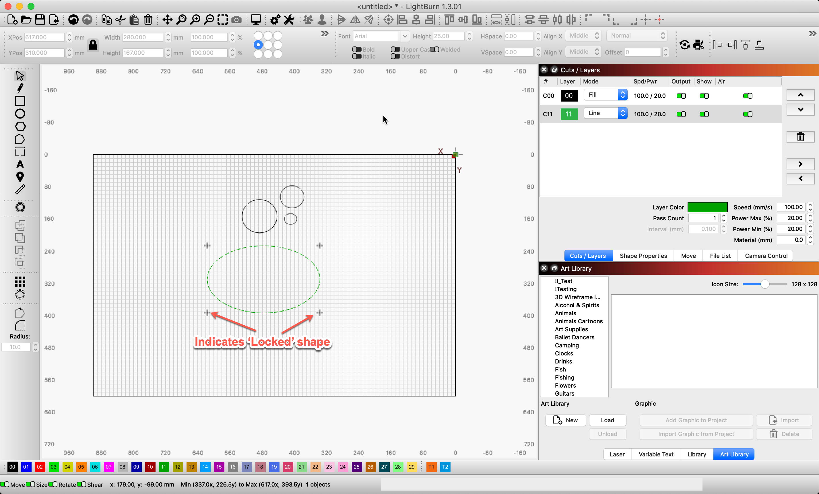 Locking A Template And Centering Objects Lightburn Software Questions Lightburn Software Forum