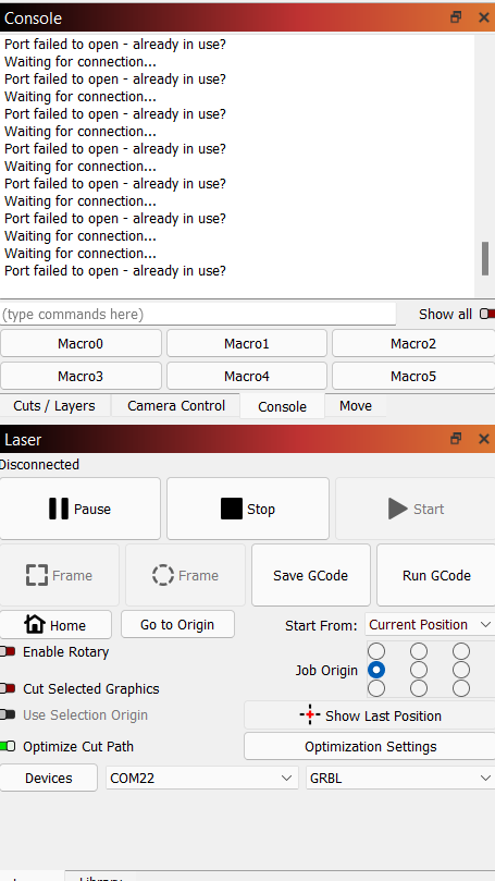 Lightburn regular or beta not working with GRBL Controller - OS Specific - LightBurn Software Forum