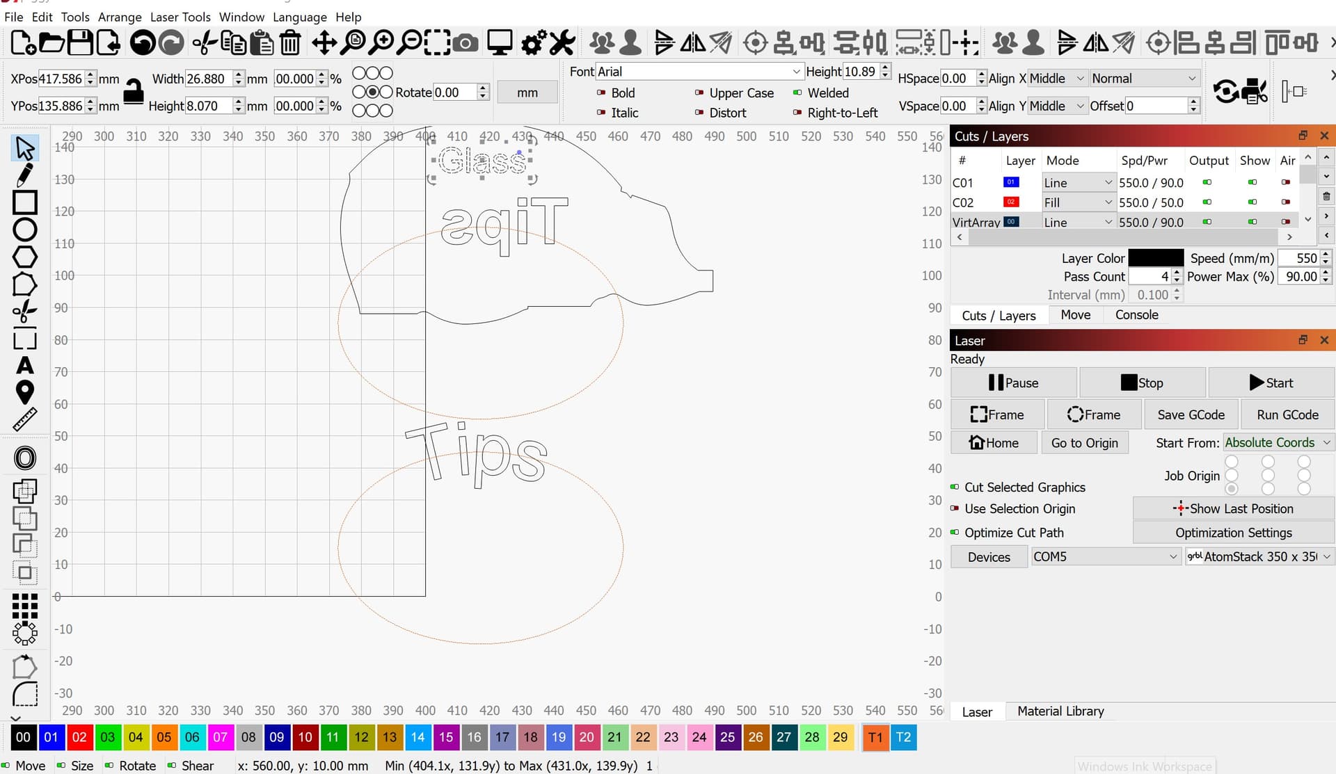 Reverse text and apply to path - LightBurn Software Questions ...