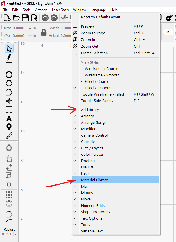 Library Tab for Lightburn 1.7.04 - LightBurn Software Questions ...
