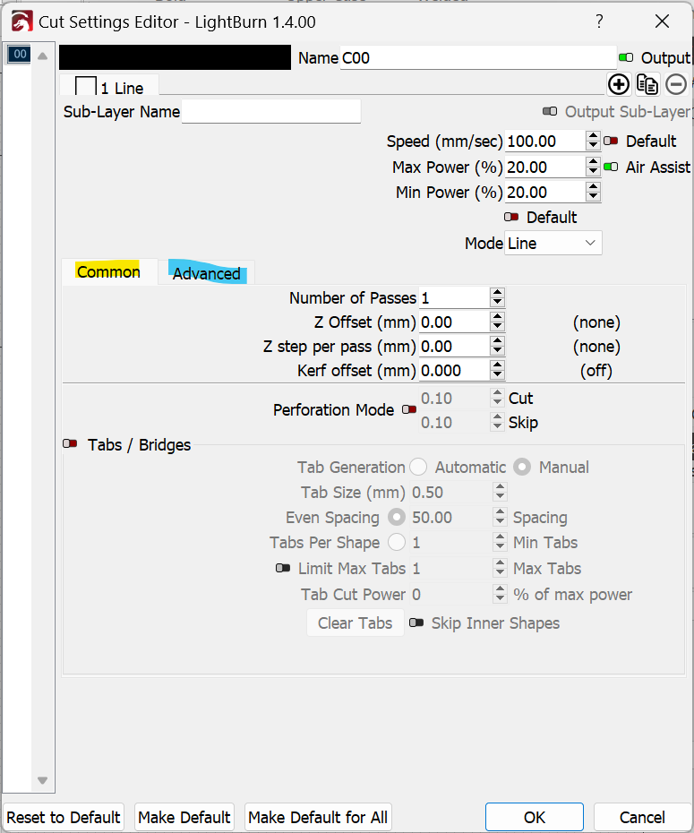 Changing The Layers Tab From Common To Advanced In Order To Set Tab