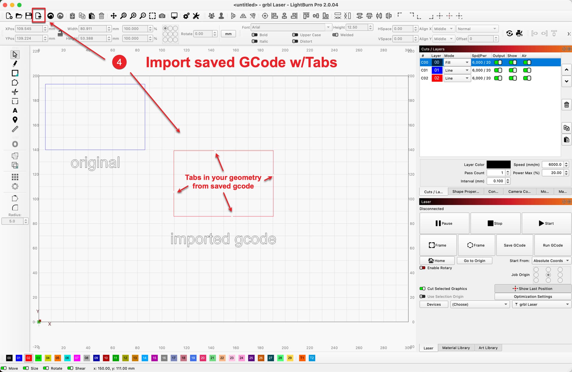 Cut Shapes" not converting "Tabs/Bridges" into Geometry (LightBurn PRO 2.0.04 Mac) - LightBurn ...