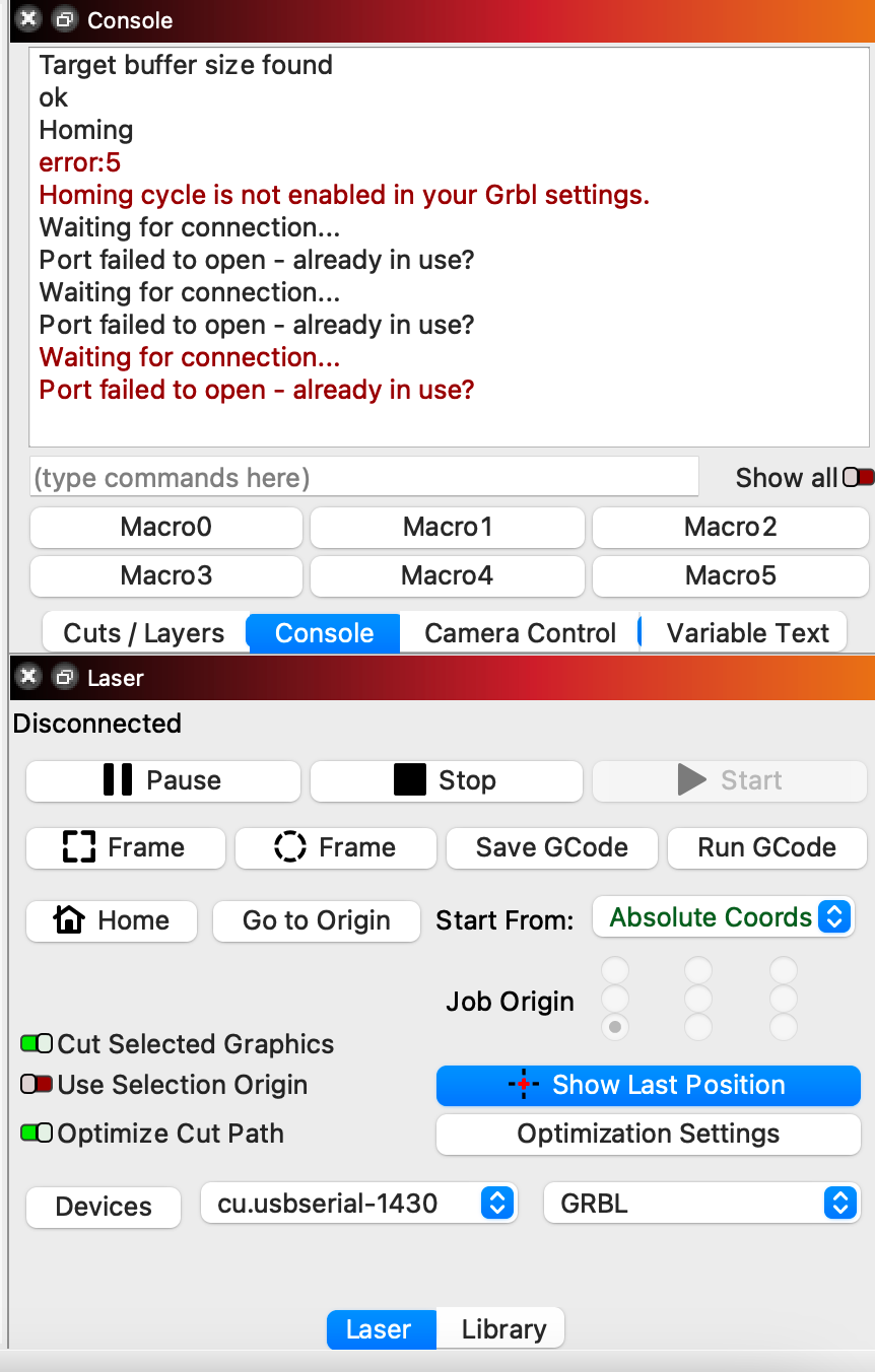 Lightburn can't find my Sculpfun S9 after update - LightBurn Software Questions [OFFICIAL ...